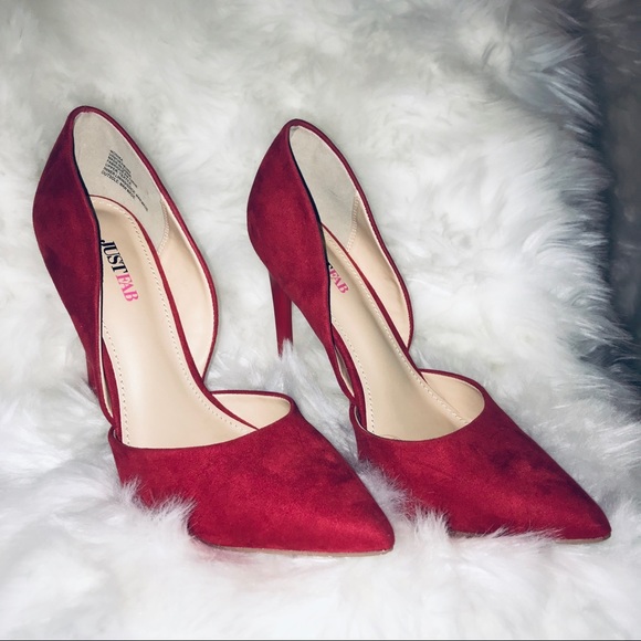 JustFab | Shoes | Red Faux Suede Pumps Justfab Monika | Poshmark